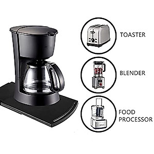 Kitchen Caddy Sliding Coffee Maker Tray Mat 12", Blender Toaster Kitchen Appliances Countertop Storage Moving Slider-Base Sliding Shelf With Smooth Rolling Wheels(Black, 2 Pack)