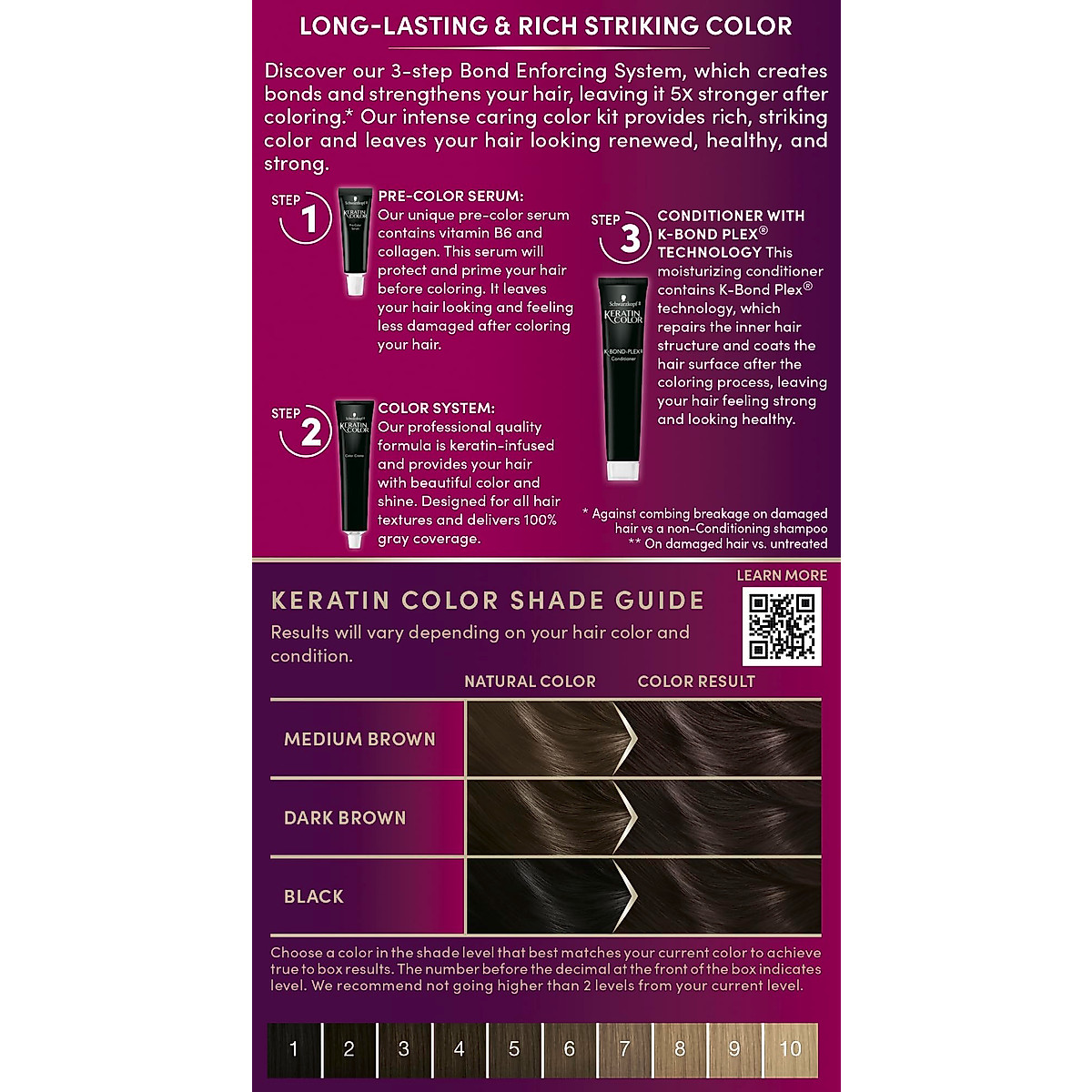 Schwarzkopf Keratin Color Permanent Hair Color Cream, 4.1 Dark Ash Brown, 4.1 Dark Ash Brown, 12 count