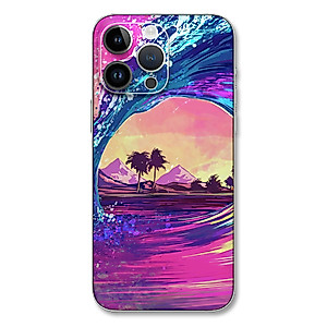 HK Studio Hippie Wave Skin Decal (Not Case) for iPhone 14 Pro Max - No Bubble, Slim, Waterproof - Protecting & Personalizing iPhone's Back, Camera, Frame Pink