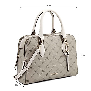 Nine West CYRA Satchel, Hazel Logo/Milk