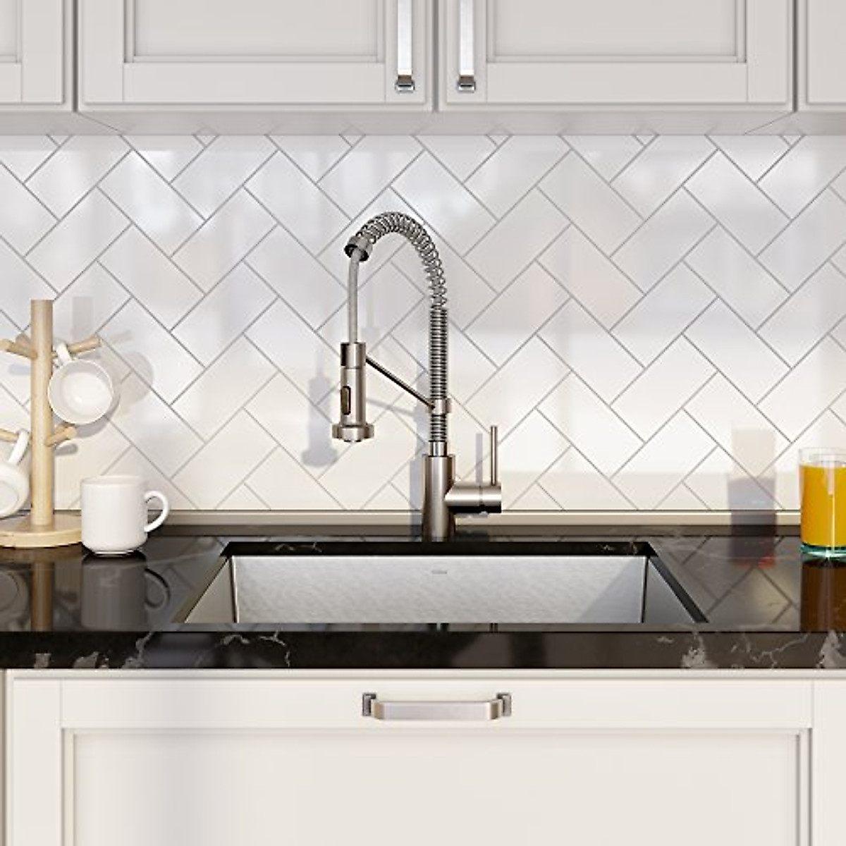 KRAUS 24-inch 18 Gauge Pax Laundry and Utility Sink Combo Set with Bolden 18-inch Kitchen Faucet and Soap Dispenser, Stainless Steel Chrome KHU24L-1610-53SSCH