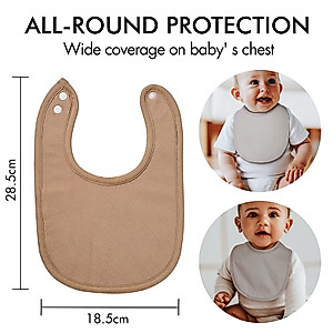 10 Pack Cotton Snap Bibs for Baby Boy Girl, Super Soft Drool Bibs for Teething and Feeding