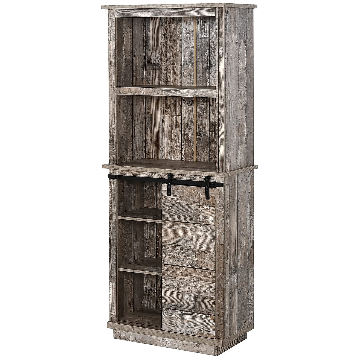 HOMCOM Freestanding Rustic Kitchen Buffet with Hutch, Pantry Storage Cabinet with Sliding Barn Door, Adjustable Shelf, Vintage Wood