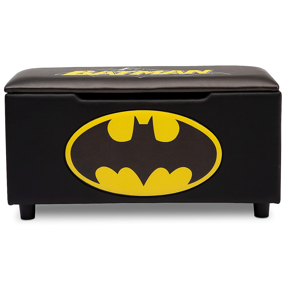 Delta Children DC Comics Batman Upholstered Storage Bench for Kids | Perfect for Bedrooms/Playrooms/Living Rooms | Features Fun Graphics of Batman