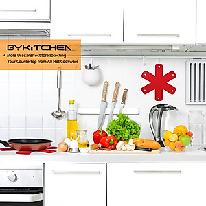 BYKITCHEN Pot Pan Protectors, Larger & Thicker Red Stacking Pot Protectors, Set of 8 and 4 Different Sizes, Pan Pot Separator Pads for Stacking and Protecting Your Cookware(10/12/14/16inch)