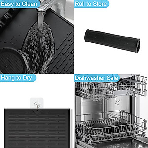 Golener Kitchen Silicone Utensil Rest - Spoon Rest with Drip Pad, Heat Resistant Resting Pad for Stove Sides, Spoon Holder for Kitchen Counter, Kitchen Gadget Utensil Holder, Spatula Rest Mat, Black