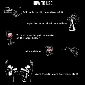 Cap Guns Bottle Opener - Shooter Opens The Cap & Fires It Over 16 Feet - Birthday Gift Idea - Gun Gifts For Funny Bottle Opener (Opener)