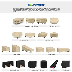 SunPatio Outdoor Chair Covers 2 Pack, Heavy Duty Waterproof Patio Lounge Deep Seat Chair Covers, All Weather Protection Lawn Chair Covers for Outdoor Furniture, 34" L x 37" W x 36"/25'' H, Beige