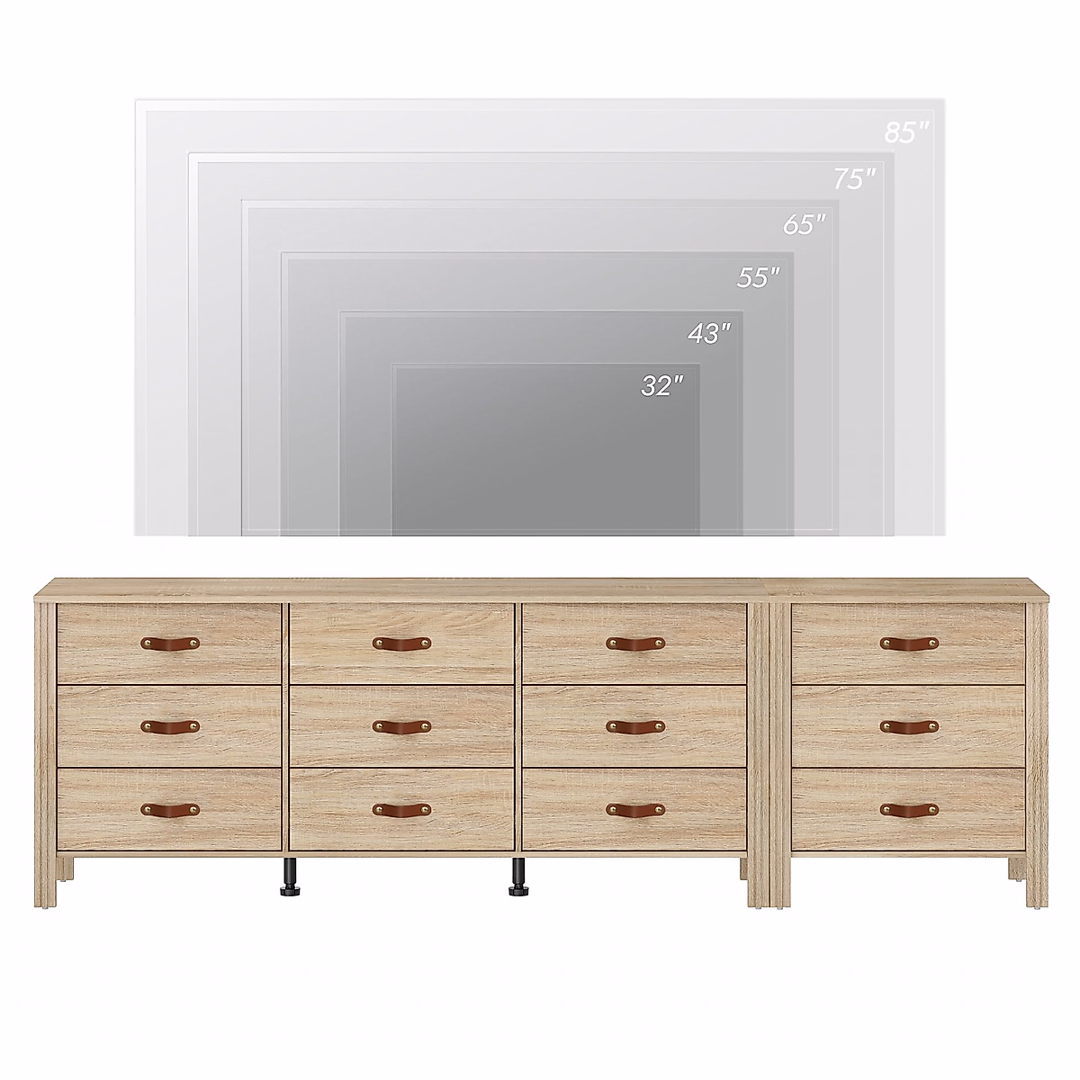 WAMPAT Dresser with 12 Drawers for Bedroom,Wooden Kids Dressers with Wide Chest of Drawers,Mid Century Modern Wooden Closet Storage Organizer,Large Wood Dressers for Living Room, Nursery,White Oak