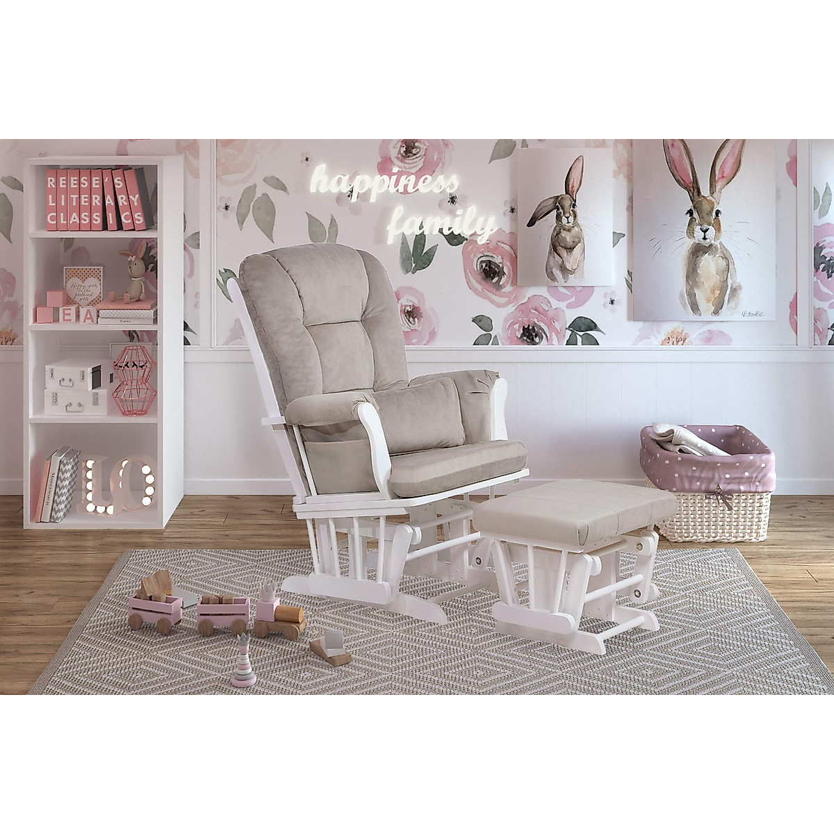 Alice Glider Chair and Ottoman with Pillow