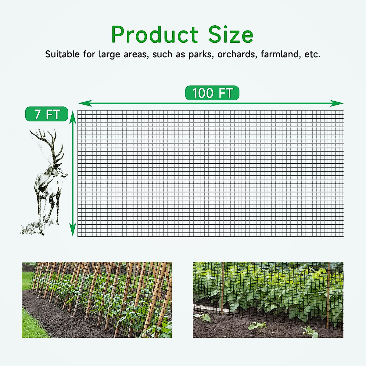 GreatBuddy Garden Netting, 7 x 100ft Deer Netting Anti Birds, Squirrels or Other Animals, Perfect for Garden Plants Fruit Trees Vegetables Protection, Heavy Duty and Reusable