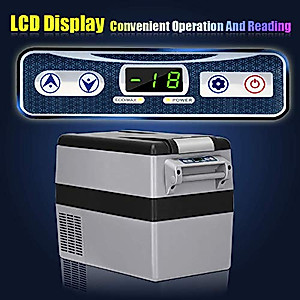 COSTWAY Car Refrigerator, 44-Quart Electric 12V/24V Car Cooler with 3 Levels, LCD Display, Shockproof Design, Travel RV Fridge for Camping, Truck Party