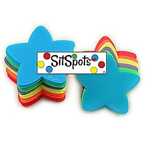 SitSpots® 30 Multi Color Star Pack (Size 4") - Floor Dots for Classroom | The Original Sit Spots for Your Classroom Seating