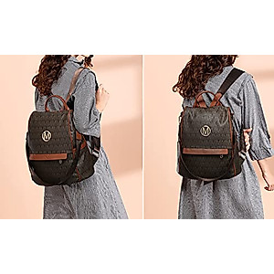 MKP Women Fashion Medium Anti-theft Backpack Purse (Coffee and Blue)