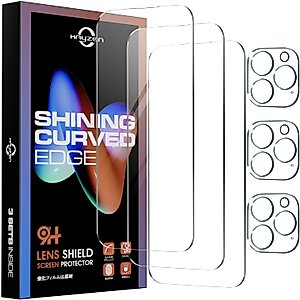 HAYZON [3+3 Pack] iPhone 14 Pro (ONLY) Screen Protector with Camera Lens Protector, Sensor Protection, Dynamic Island Compatible, Case Friendly Tempered Glass Film[9H Hardness] - 6.1 inch