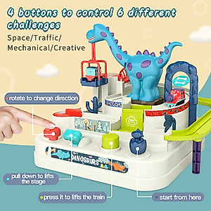 Large Car Toy Kids Race Track Toys for Boy, Dinosaur Adventure Car Race Track Toys Playsets for 3 4 5 6 Year Old Boys Girls, Preschool Educational Car Games Gift Toys (Blue Dinosaur Car)