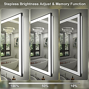 CHARMOR 40x32 Led Lighted Bathroom Mirror, Dimmable Framed Vanity Mirror with Lights, Backlit and Front Lighted Mirror for Wall, Anti-Fog(Horizontal/Vertical)