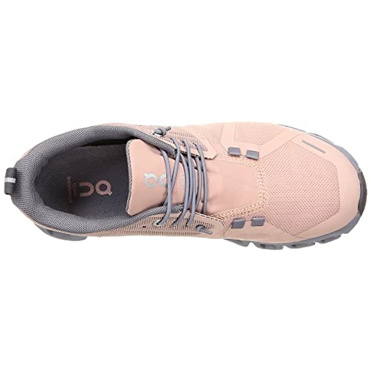 ON Women's Cloud 5 Waterproof Sneakers, Rose/Fossil, 11
