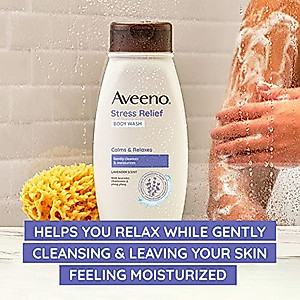 Aveeno Stress Relief Body Wash with Soothing Oat, Gently Cleanses and Moisturizes with Lavender Scent, Chamomile & Ylang-Ylang Essential Oils, Dye-Free & Soap-Free Calming Body Wash, 33 fl. oz