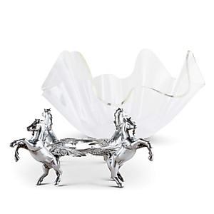 Arthur Court Designs Aluminum Metal Horse Stand with Acrylic Serving Bowl Diameter: 11 inch Tall: 9 inch