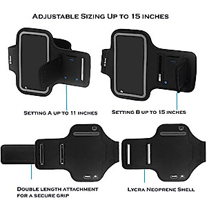 i2 Gear Running Exercise Armband for iPod Touch 7th, 6th and 5th Generation MP3 Players and Phones with Reflective Border and Key Holder (Black)