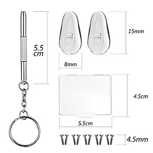 YR 15mm Soft Silicone Air Chamber Eyeglass Nose Pads, Eyeglass Repair Kit, Glasses Screws And Micro Screwdriver, 5 Pairs Of Screw-in 15mm Air Bag Glasses Nose Pad Set