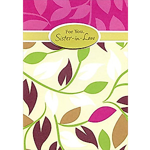 Designer Greetings Light Green Oval Tip On 3D Banner on Horizontal Green Stripe Birthday Card for Sister-in-Law