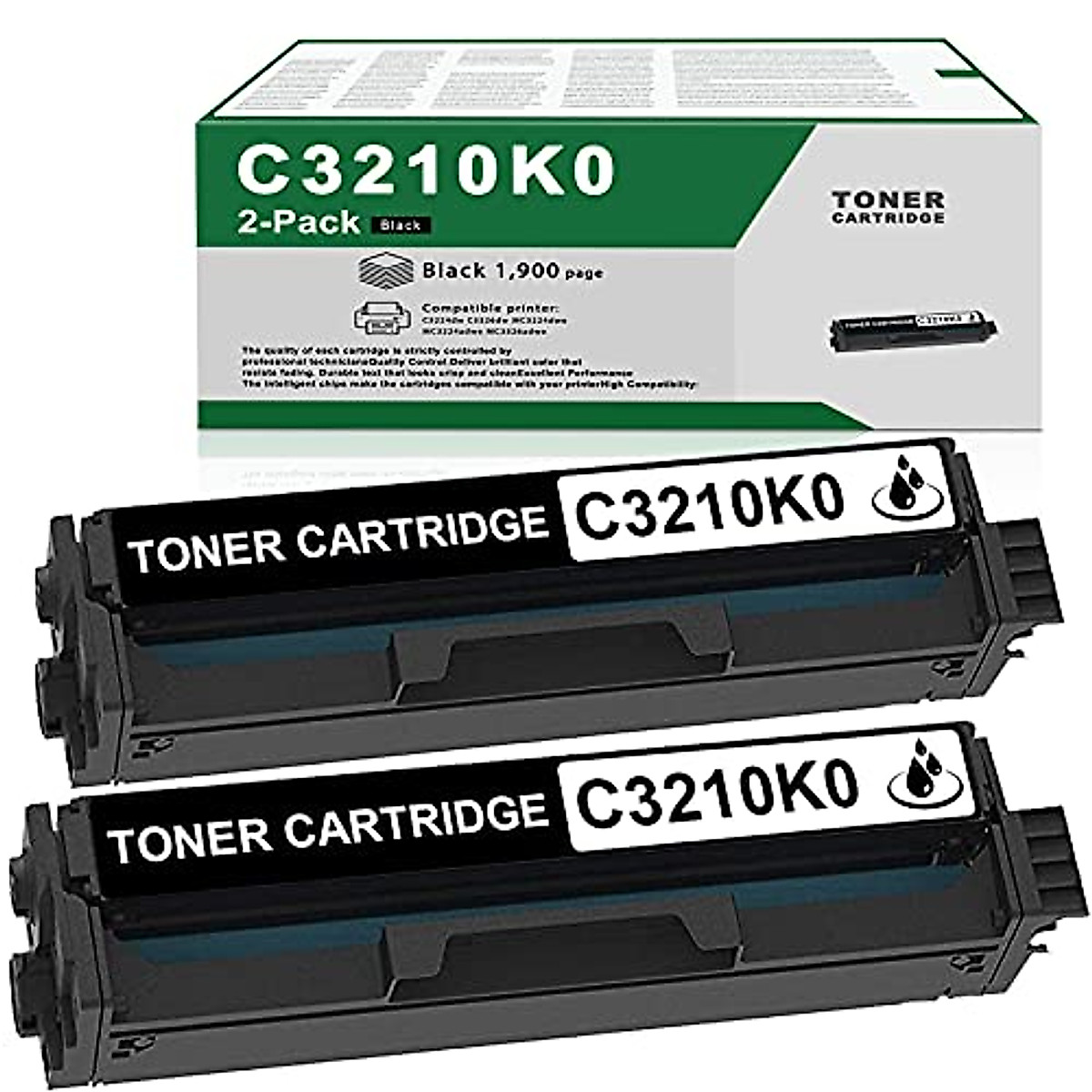 2 Pack Black High Yield C3210K0 Toner Cartridge Compatible Replacement for Lexmark C3224dw C3326dw MC3224dwe MC3224adwe MC3326adwe Printer