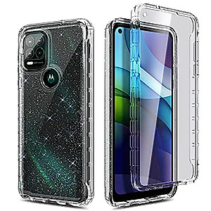 NZND Case for Motorola Moto G Stylus 5G with [Built-in Screen Protector], Full-Body Protective Shockproof Rugged Bumper Cover, Impact Resist Durable Phone Case Cover (Crystal Glitter Clear)