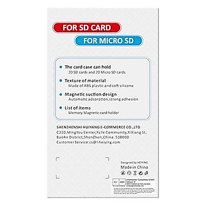 HEIYING Memory Card Case for SD Card and TF Card, Portable SD Card Holder SD SDHC SDXC TF Card Storage with 20 SD Card Slots & 20 Micro SD Card Slots