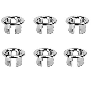 Alovexiong 6 Pack Bathroom Basin Sink Round Hole Trim Chrome Overflow Cover Rings Hole Insert in Cap Hollow Ring Triangle for Hole Diameter Replacement Ceramic Pots for Home,Sink,Bathroom,Kitchen