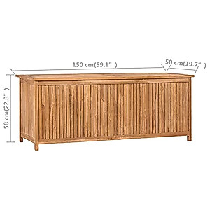 GOTOTOP Deck Box in Solid Teak Wood, Wooden Patio Storage Box Container, Garden Backyard Storage Bench for Outdoor Cushions Garden Tools,59.1"x19.7"x22.8"