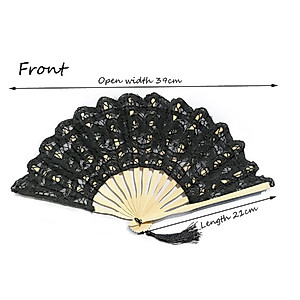 Folding Hand Fan Folding Fan Handheld Folded Fan Chinese Style Decorative Bamboo Fans Lace Fabric Silk Folding Hand Held Dance Fans Flower Party Wedding Prom Foldable Fan Hand Held Fans