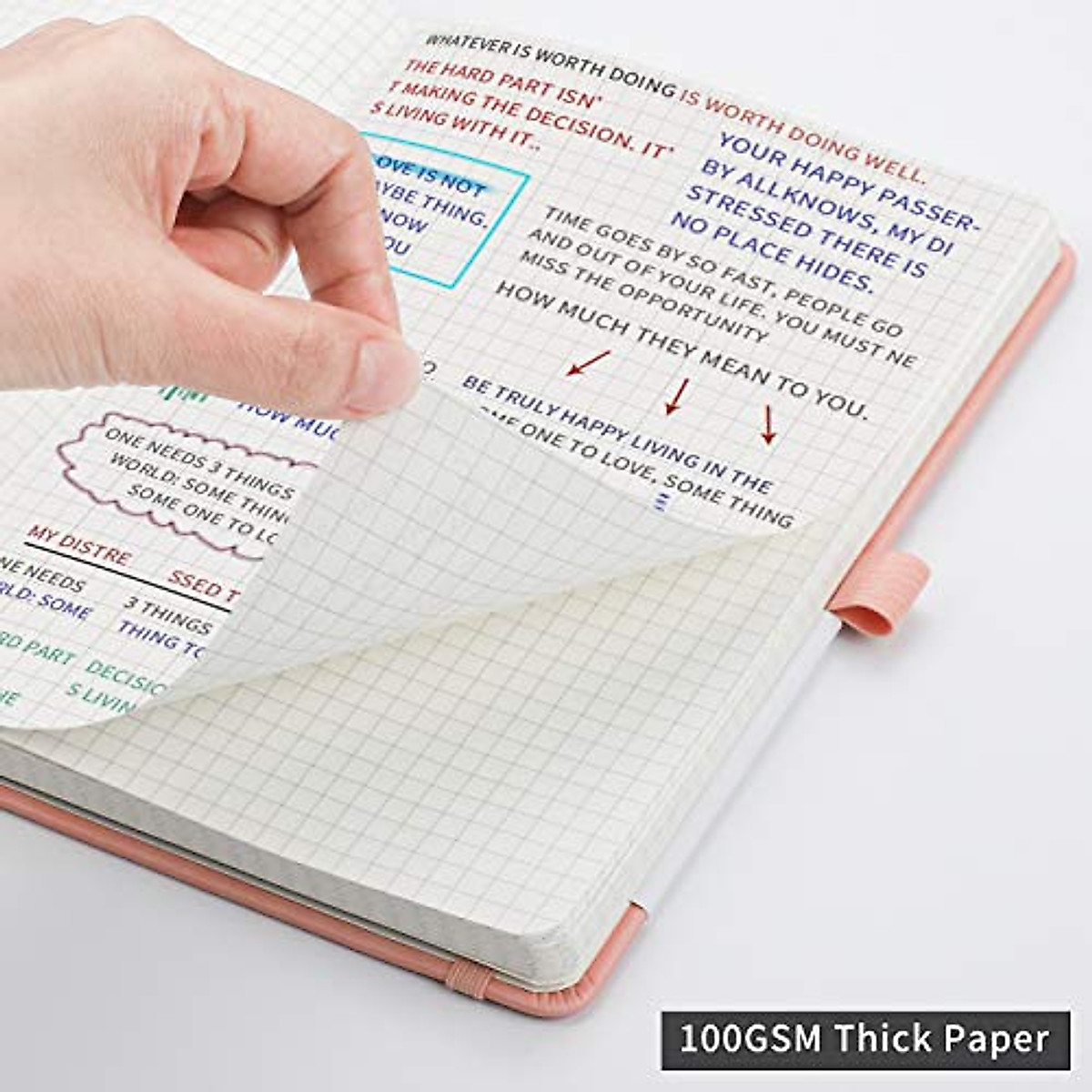Graph Paper Notebook 2 Pack - RETTACY Graph Paper Journal for Women with 384 Pages,Hard Cover,100gsm Thick Graph Paper,5.75'' × 8.38''