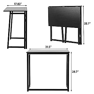 windaze 31.5" Folding Desk No-Assembly Small Computer Desk Home Office Desk Foldable Table, Laptop Table Desk, Sturdy Metal Work Desk for Small Space (31.5x17.8x28.7) (Black)