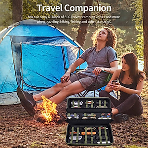 HESPLUS Knife Display Case for 65+ Pocket Knives, Folding Knife Organizer Butterfly Knife Storage Box Carrying Bag Knife Roll Collection Holder for Tactical Survival Outdoor Camping EDC Mini Knife