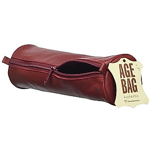 Clairefontaine 21 x 6 cm Age Bag Round Leather Pencil Case, Red