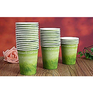 A+ DESIGN Special Green Grass Design Paper Hot Coffee Cups Eco-friendly,100% Blodegradable&Compostable (Green grass, 100 count, 8 oz)