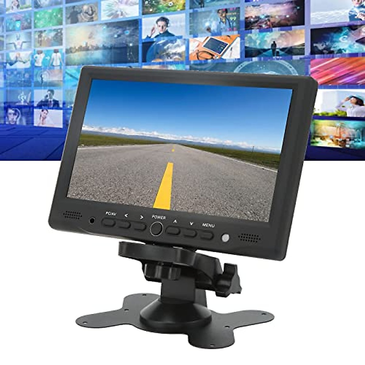 LED Screen TFT, 7in TFT LED Monitor VGA AV DC HD Multimedia Interface Color Screen with Dual Speakers Remote Control 100‑240V(US Plug)