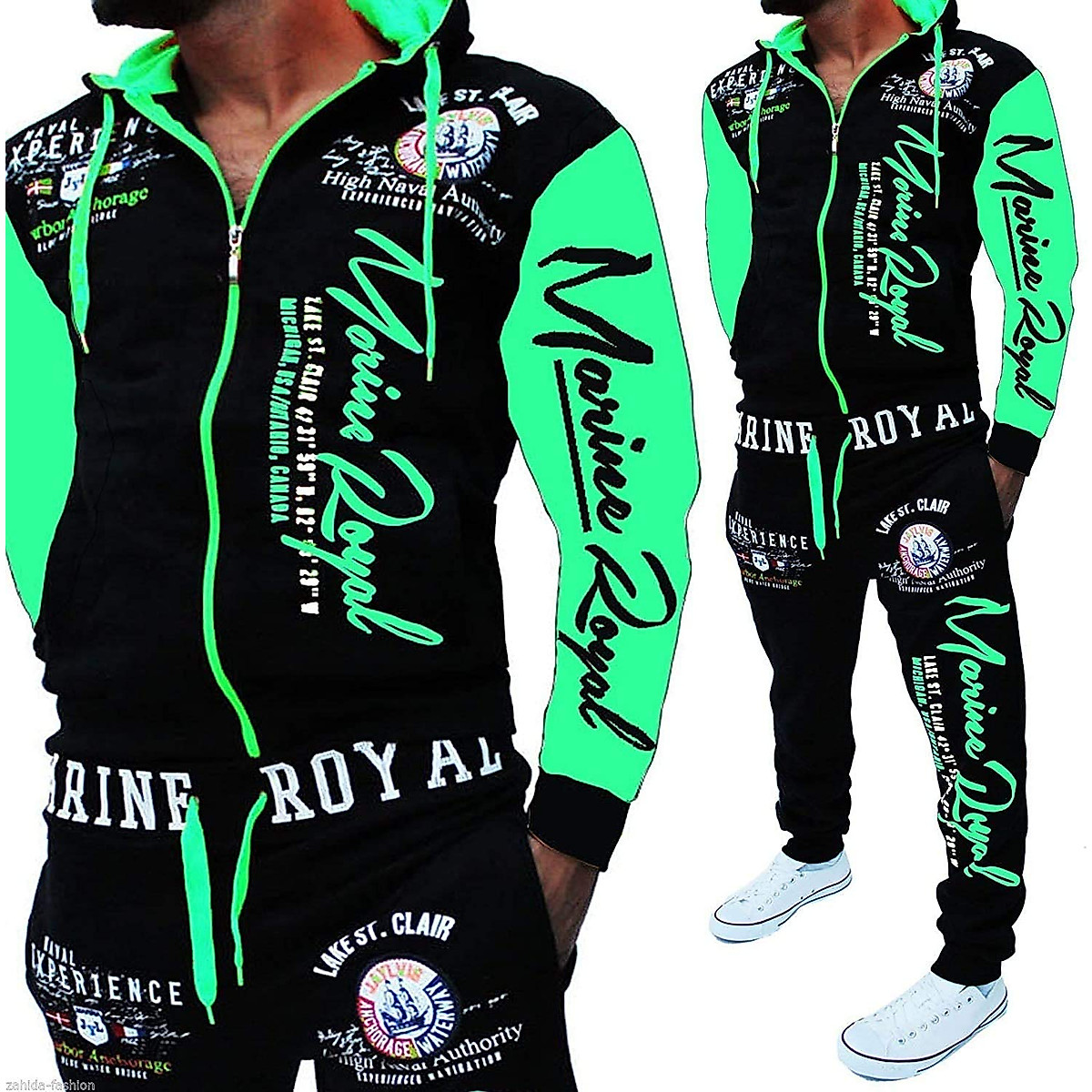 Men's Casual Tracksuit Hooded Full Zip Elastic Waistband Sweatsuit Set…