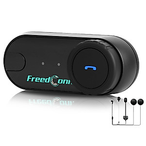 FreedConn Motorcycle Communication System Bluetooth 5.0 T-COMVB Music Sharing Helmet Bluetooth Headset for Motorbike Skiing 2~3 Riders Pairing/ 800M Intercom 1 Pack Changeable Hard & Soft Mic