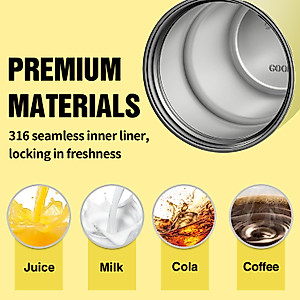 GOOM 18oz Spill Proof Tumbler with Lid and Straw, 18/10 Stainless Steel Insulated Water Bottle with Flip Lid and Straw Mouth Rotary Lock, 6-Layer Wall Insulated Coffee Tumbler - Yellow