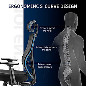 MOLENTS Ergonomic Office Chair,Mesh Computer Chair,Home office Desk Chair with Seat Slider,Adjustable Lumbar Support,Headrest,3D Armrest,Tilt Function,Comfort Swivel Executive Chair Rolling Task Chair