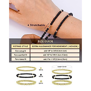 Gold Beaded Bracelets for Women Stackable Gold Bracelets for Women 14K Gold Plated Stretch Bead Ball Bracelet Hypoallergenic Bohemian Bracelets