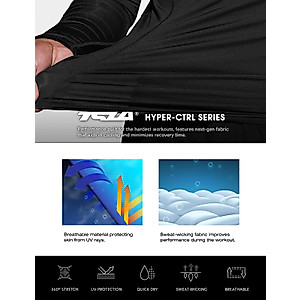 TSLA Men's UPF 50+ Compression 3-Pack - Long Sleeve Athletic Workout Shirt, Water Sports Rash Guard, Large Black/Urban Camo