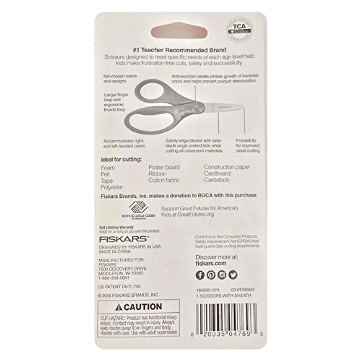 1 X Pointed Tip 5 Kids Scissors - Red with Sheath