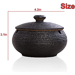 2 Pack Cigarettes Ashtrays with Lid Windproof for Indoor Outdoor, Ceramic Ashtray Built in 3 Cigar Holders,Smoking Ash Tray Decor Home, Desktop, Office,Table, Patio, Bar, KTV, Father/Men/Smokers Gifts