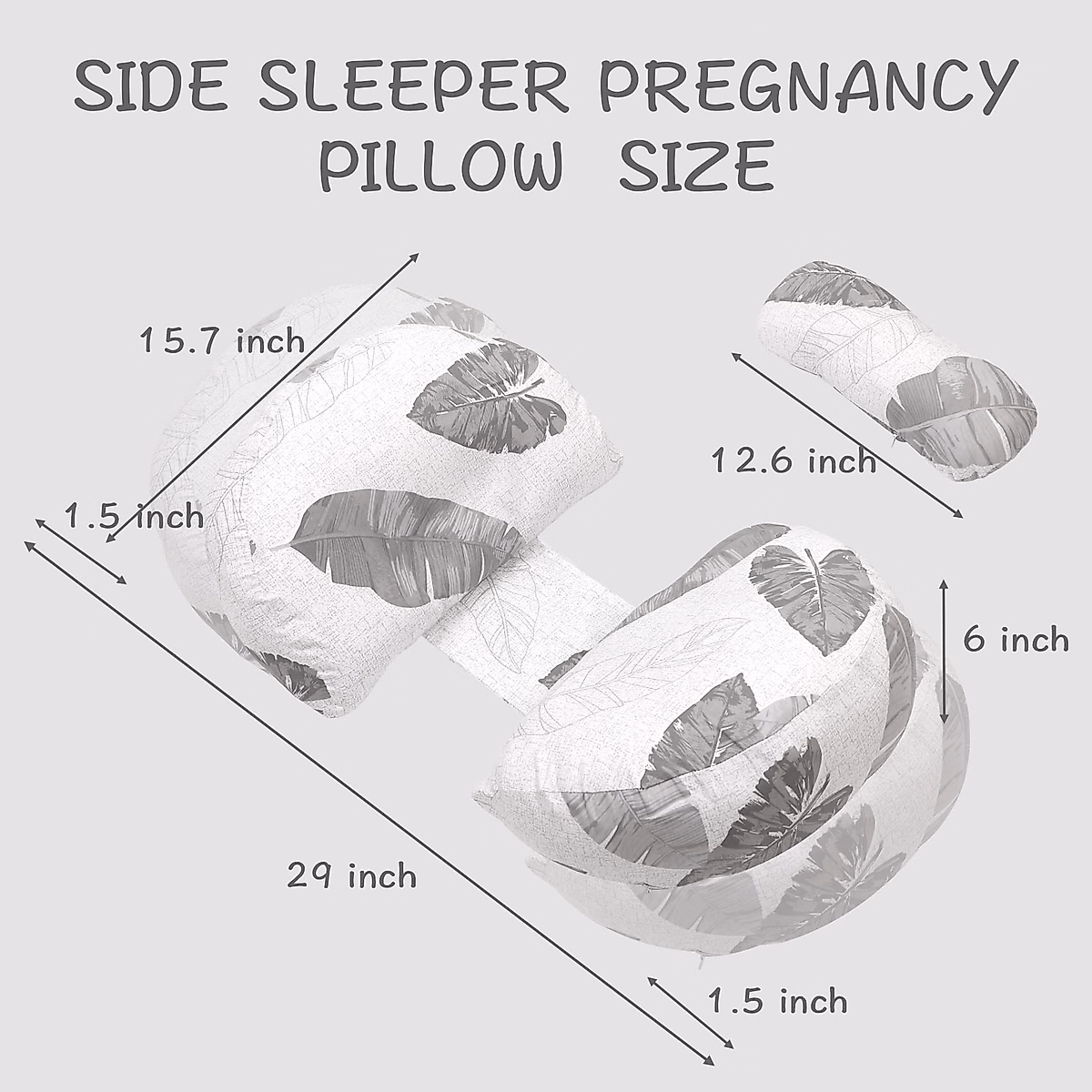 Childlike Pregnancy Pillows,Maternity Pillow for Pregnant Women with Detachable Cotton Pillow Cover,Soft Adjustable Side Sleeper Pregnancy Pillow,Support for Waist,Abdomen,Back,HIPS,Legs(Leaves)