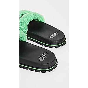 Marc Jacobs Women's The Teddy Slides, Fluffy Green, 6 Medium US