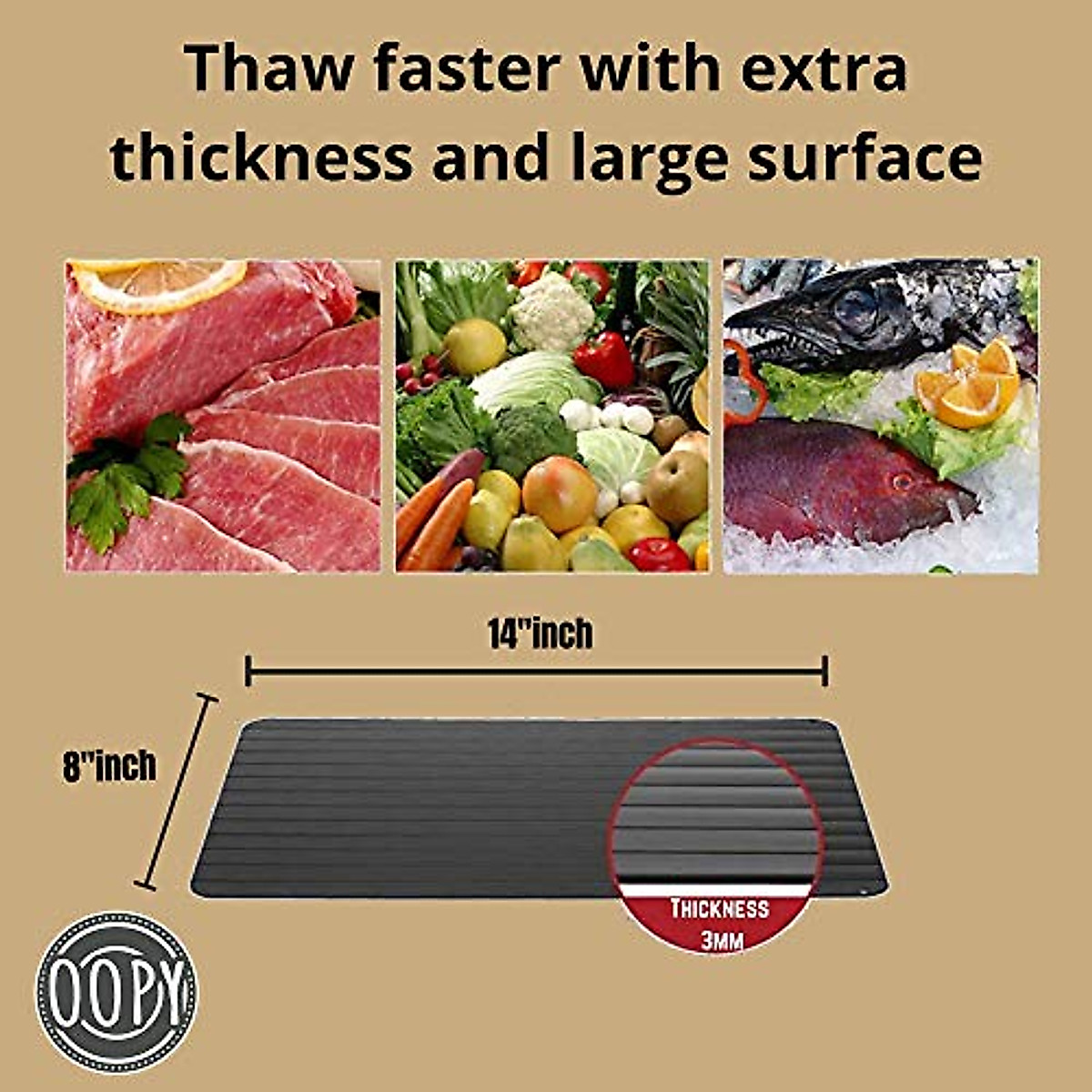 Defrosting Tray | Thawing Plate for Frozen Meat | Extra Large Meat Defroster Tray | No Electricity | Meat Thawing Board | Thawing Tray